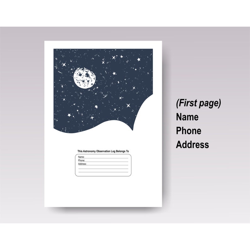Astronomy Observation Log Book Template Printable Night Sky | Etsy