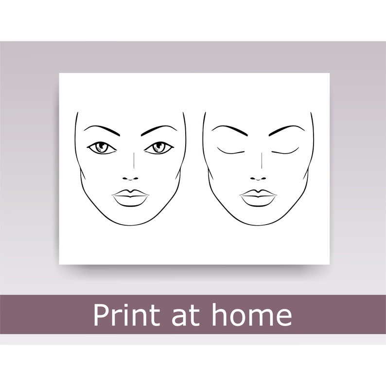 Makeup Face Charts Printable PDF Blank Makeup Face Template Etsy
