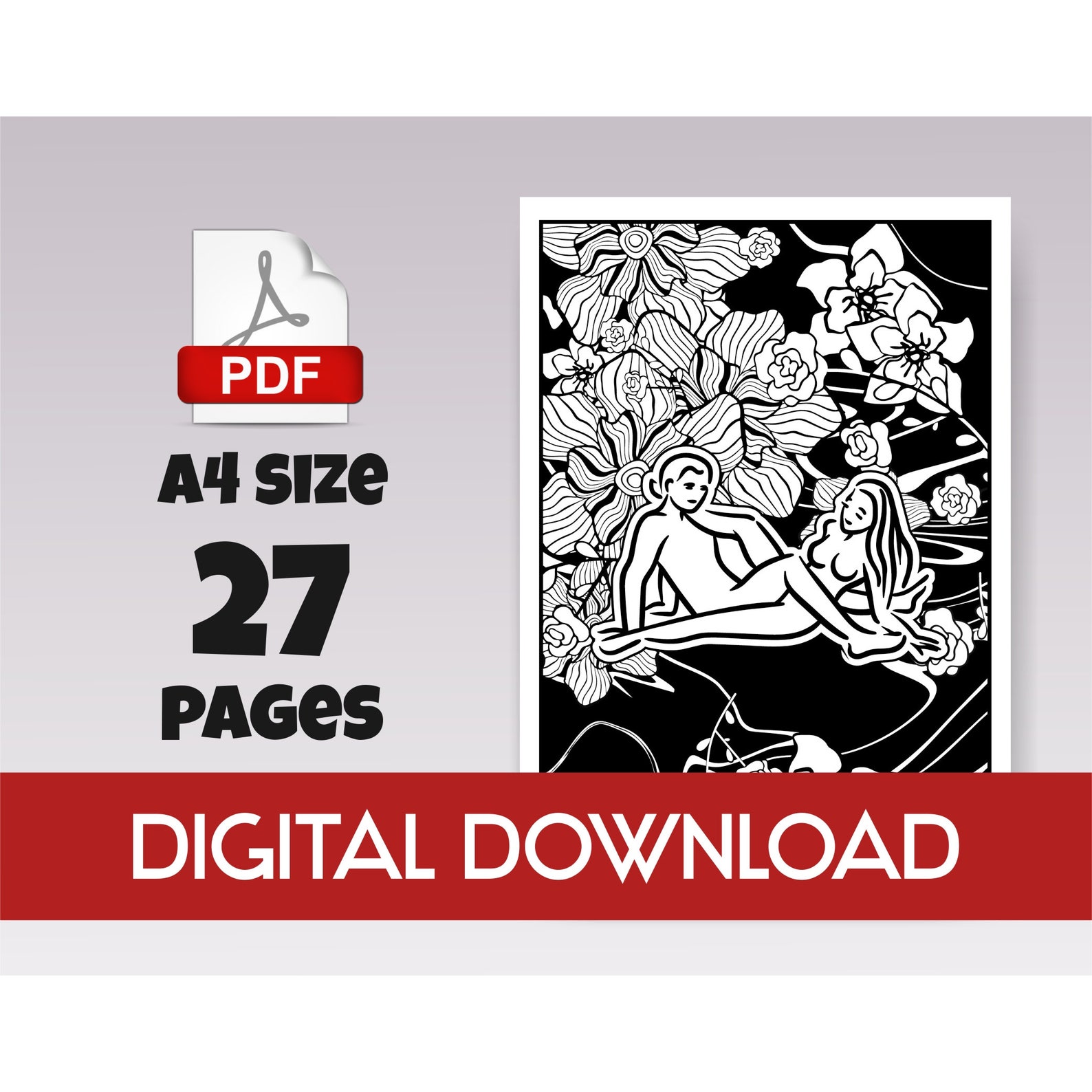 Sex Adult Coloring Book Pdf Download 27 Erotic Adult Coloring Etsy