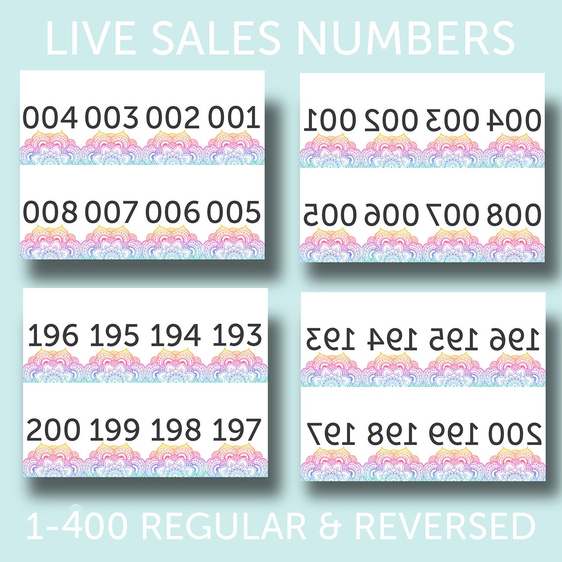 1-400 Live Sales Numbers, Regular & Reversed - Etsy