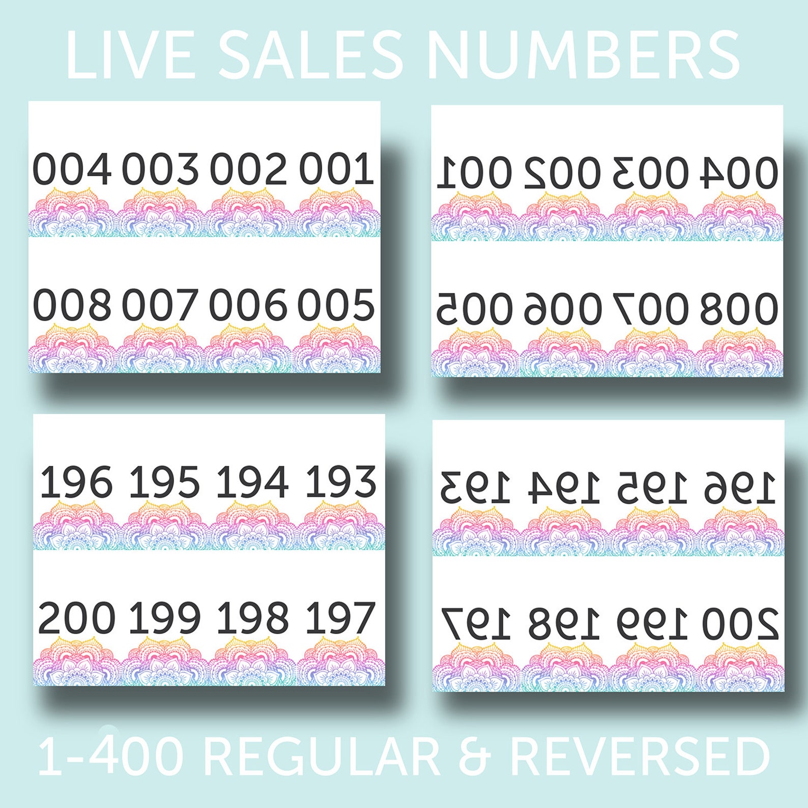1-400 Live Sales Numbers Regular & Reversed - Etsy