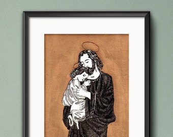 Saint Joseph Drawing - Etsy