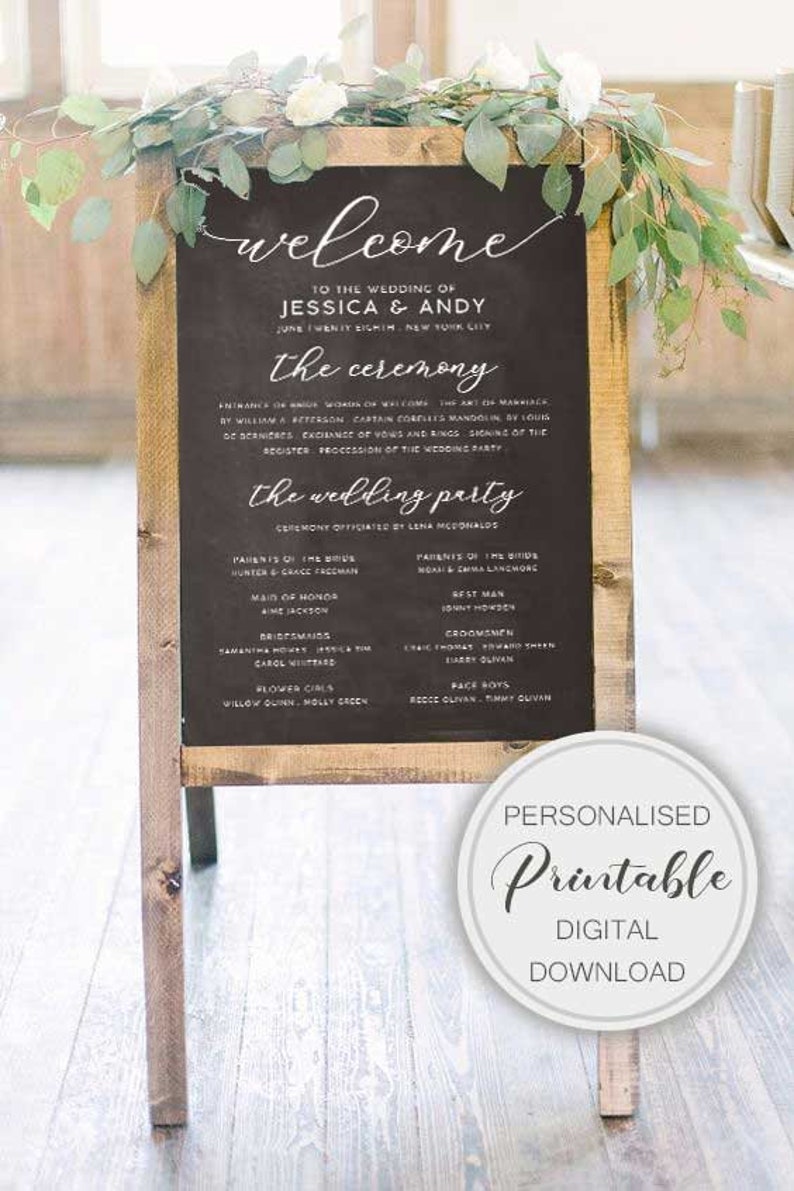 PERSONALISED Order of Service Welcome Sign Welcome to Our - Etsy UK