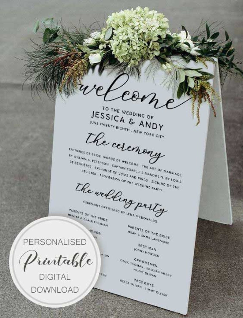 PERSONALISED Order of Service Welcome Sign Welcome to Our - Etsy UK