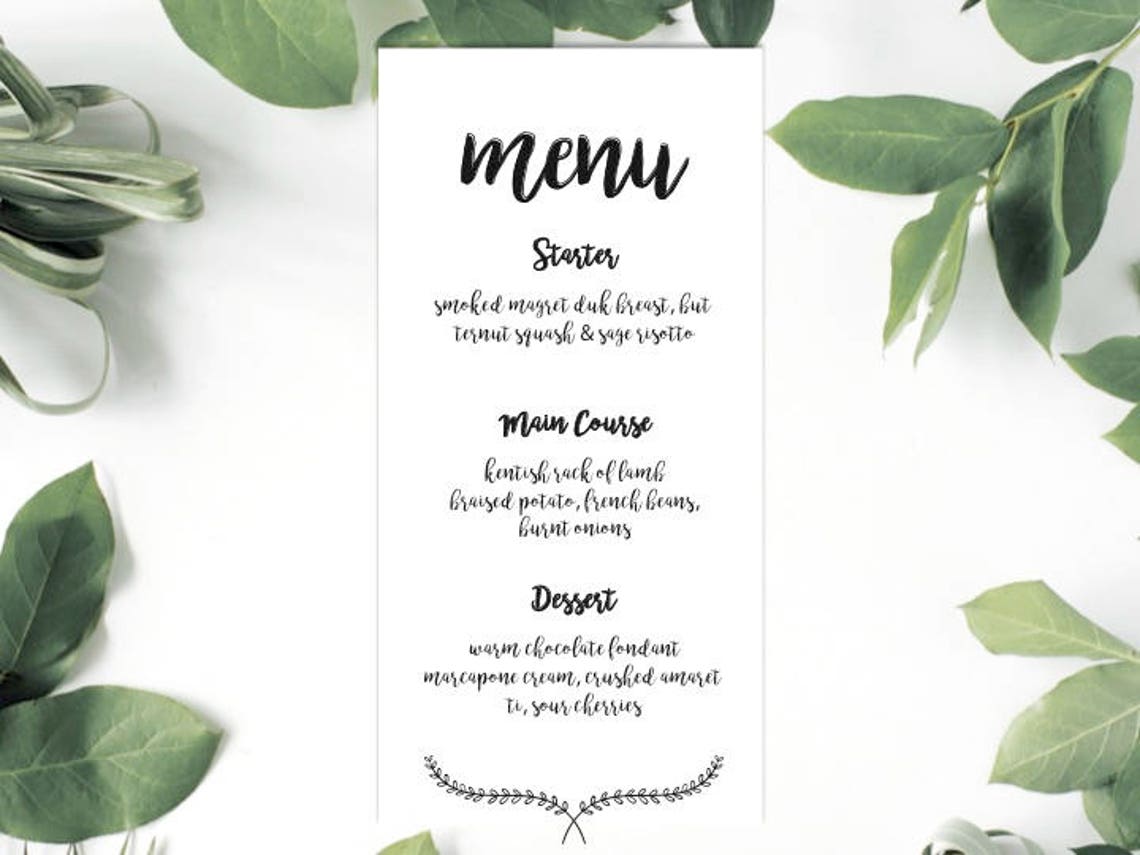 Personalised Wedding Menu Digital Design - Etsy