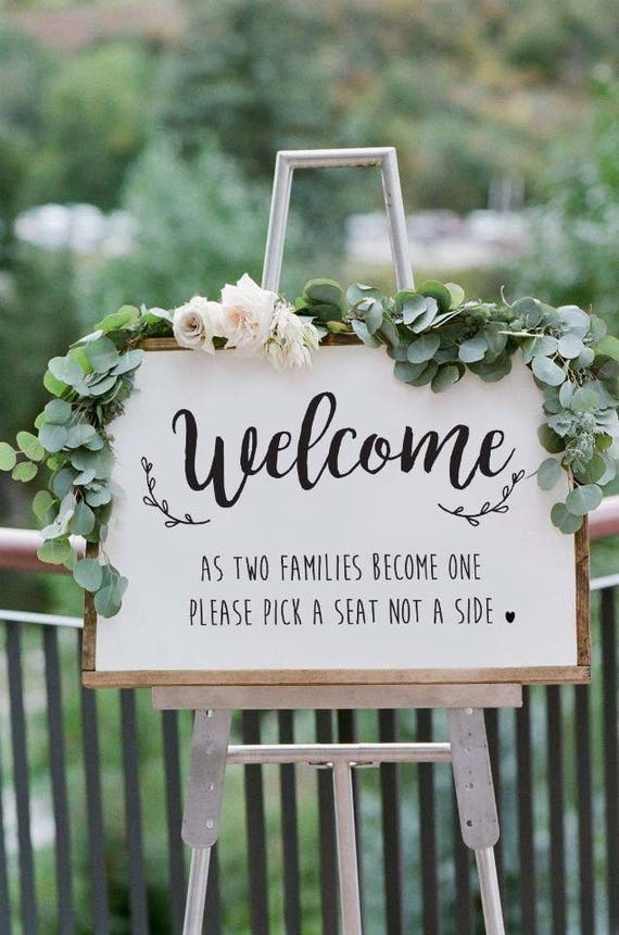 Pick a Seat Not a Side Sign Wedding Sign Seating Artwork | Etsy