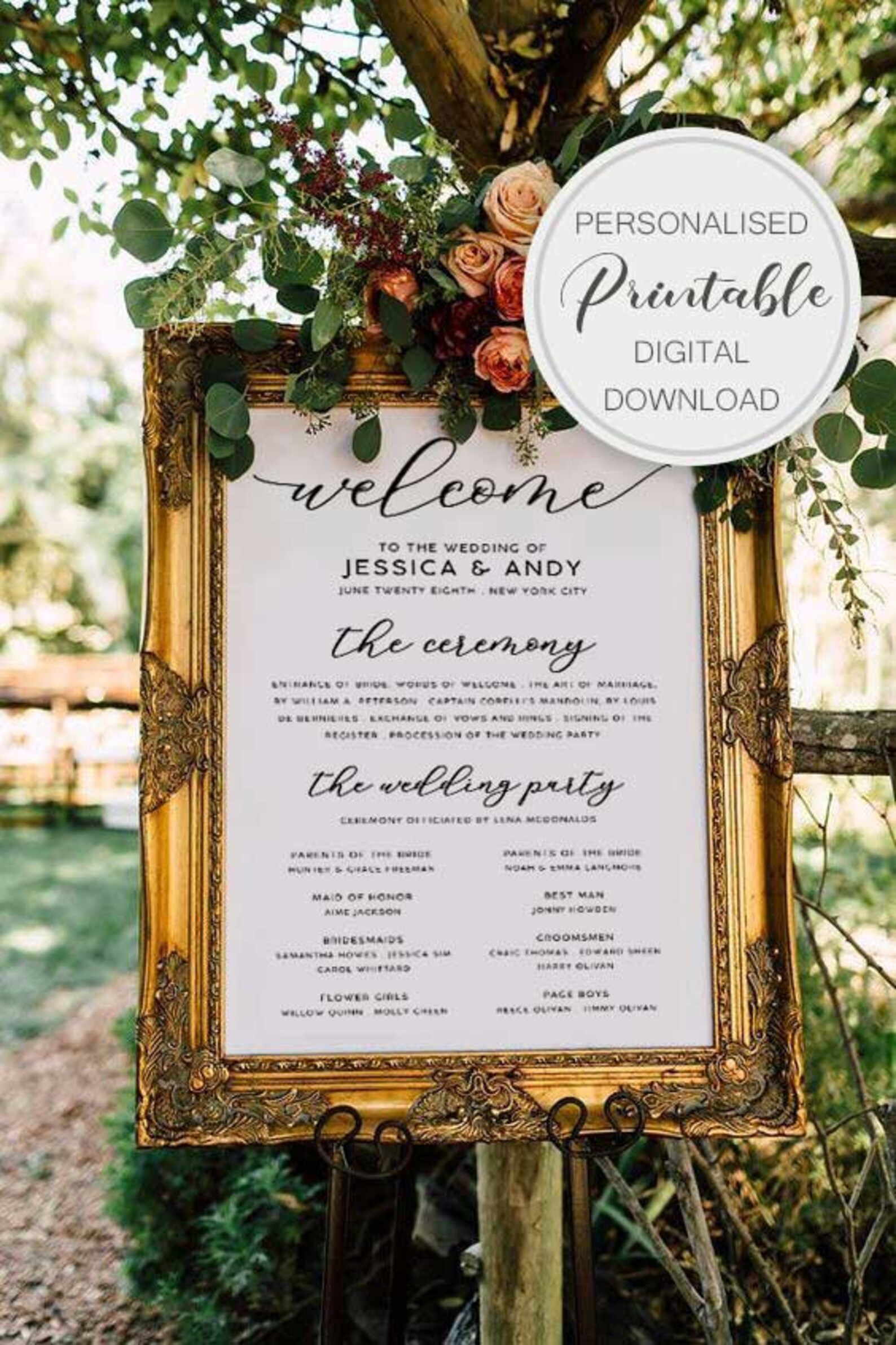 PERSONALISED Order of Service Welcome Sign Welcome to Our - Etsy UK