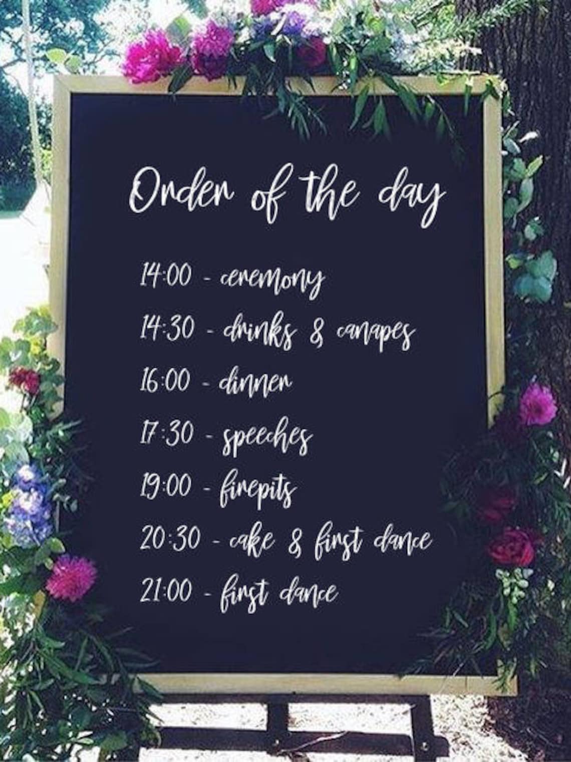 PERSONALISED Order of the Day Wedding Sign Printable Wedding - Etsy