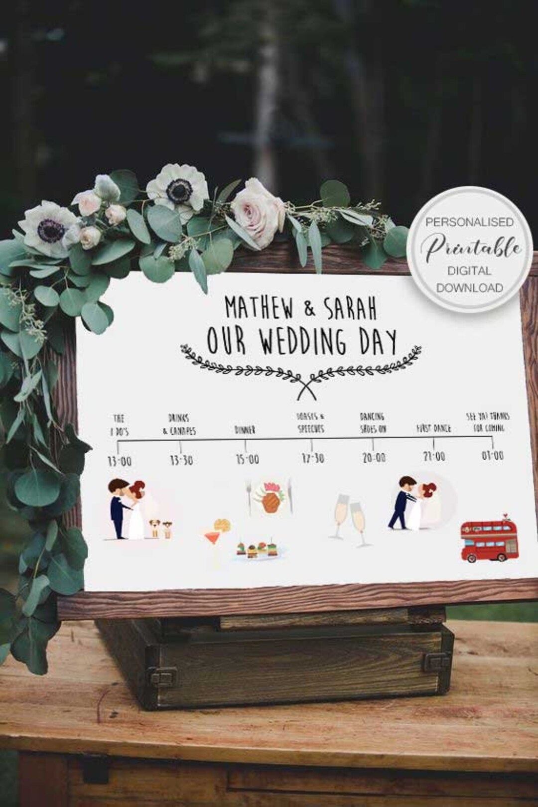 BESPOKE - Wedding Timeline - Digital File, Wedding Sign, Order of Day ...