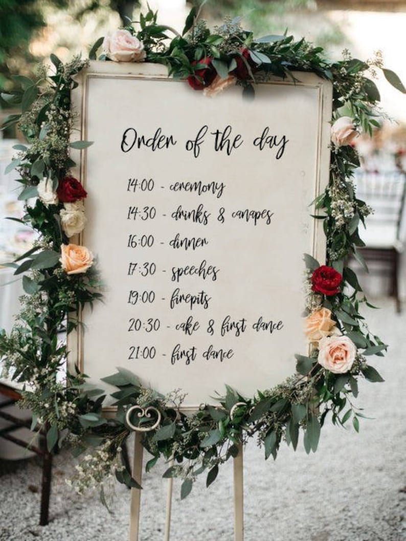 PERSONALISED Order of the day Wedding Sign Printable Wedding | Etsy