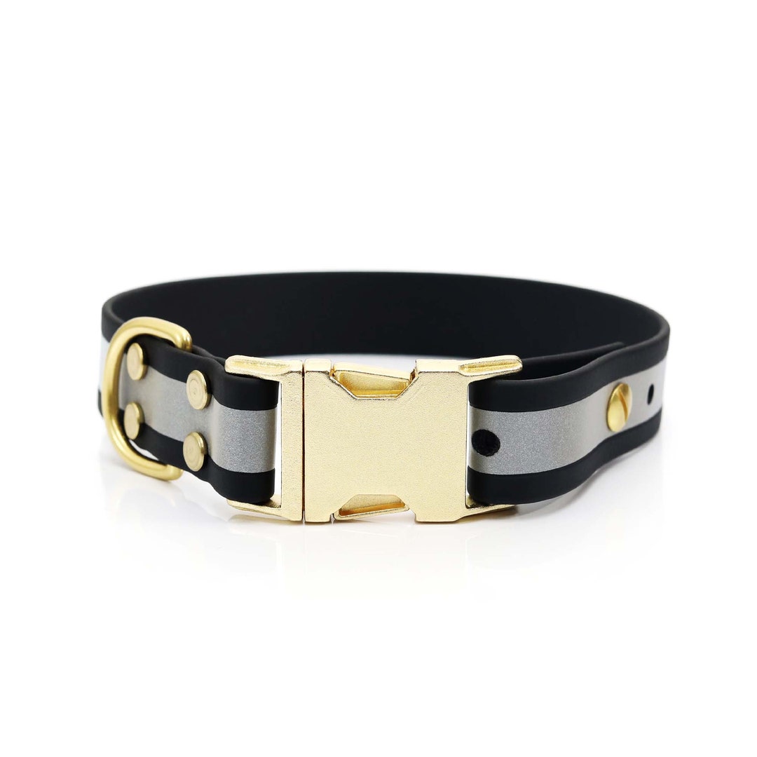 Black Matte Reflective Waterproof Quick Release Dog Collar | High ...