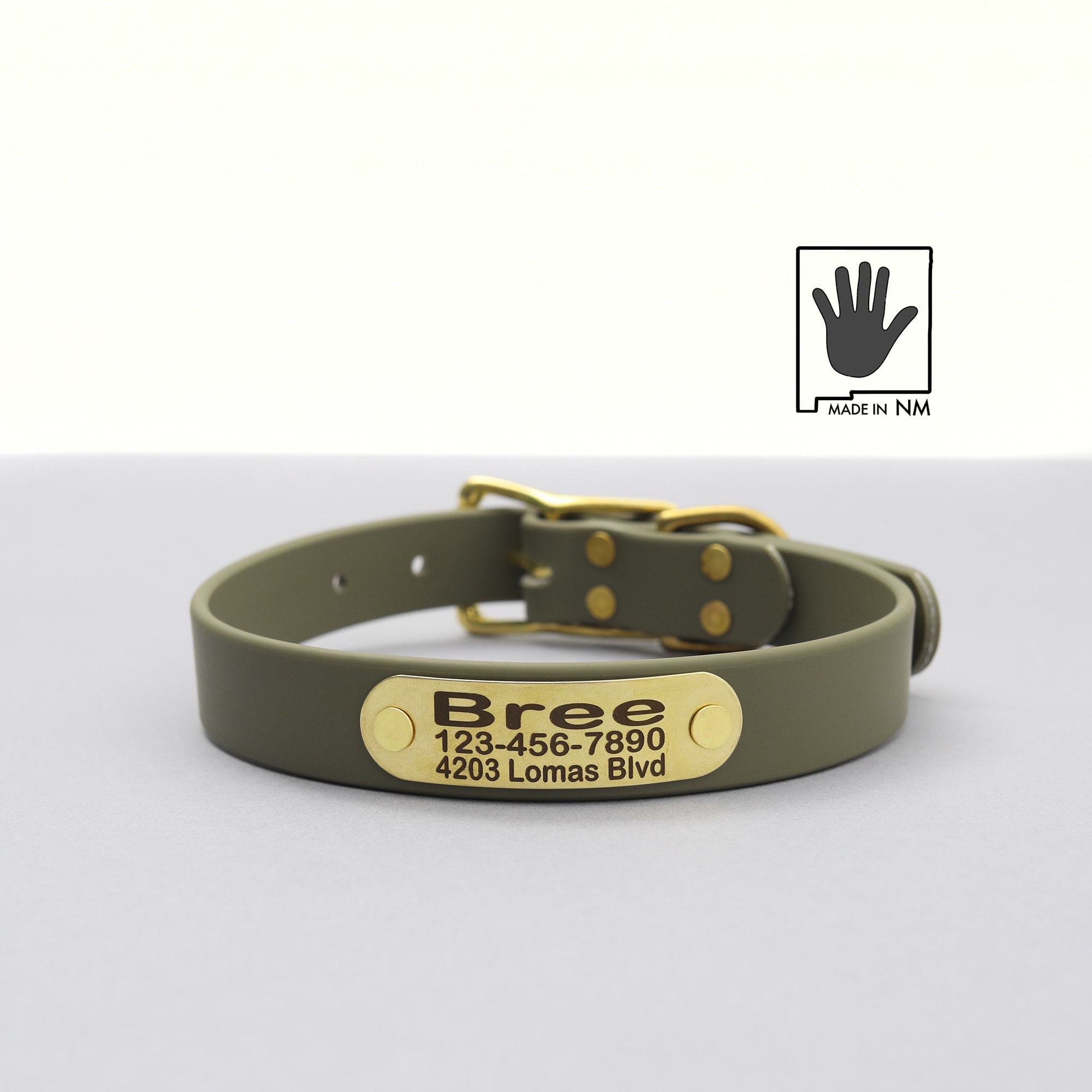 Personalized Waterproof Belt Buckle Dog Collar in Olive Green | Etsy