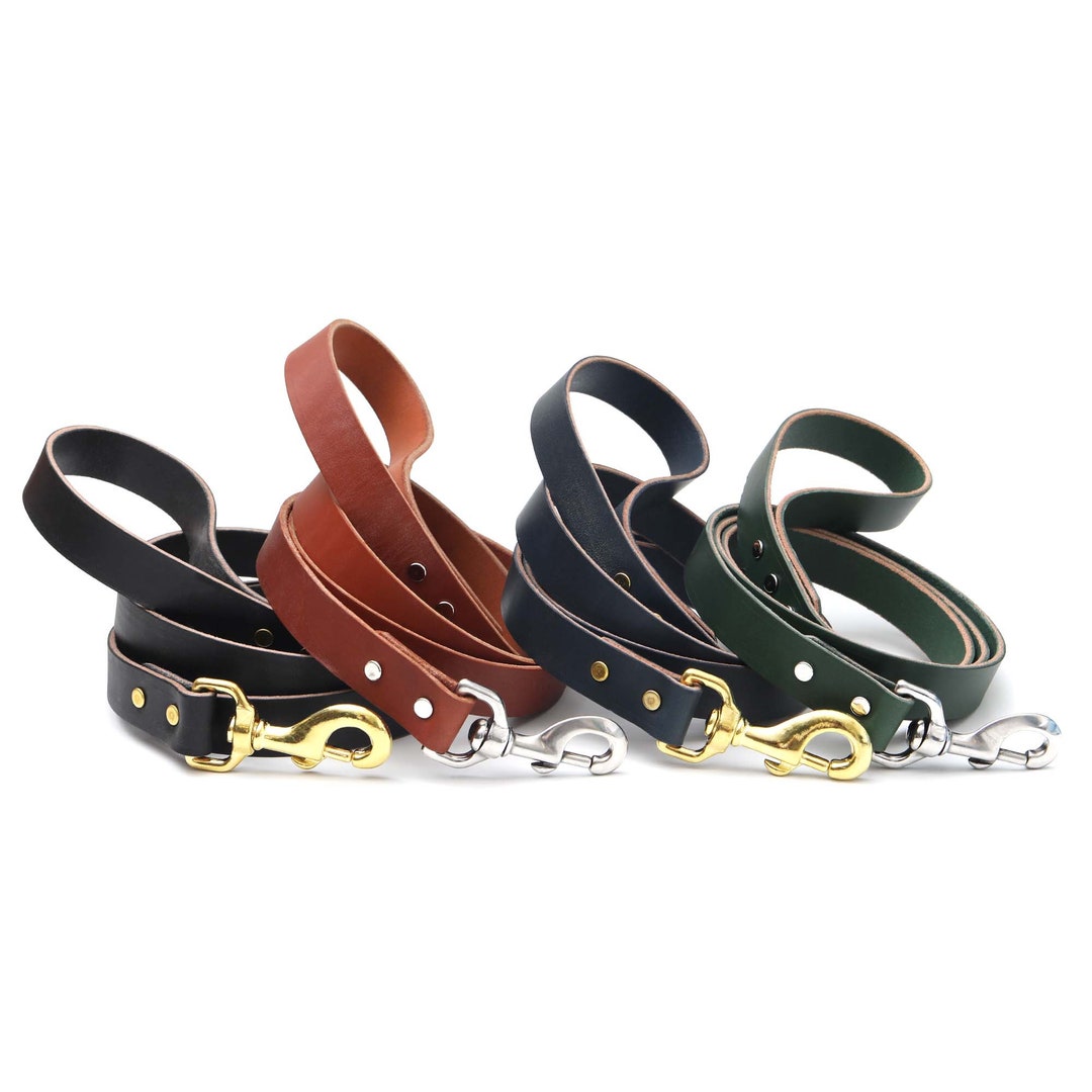 Handmade Leather Dog Leash 10 Colors Leather Leash W Stainless Steel or ...