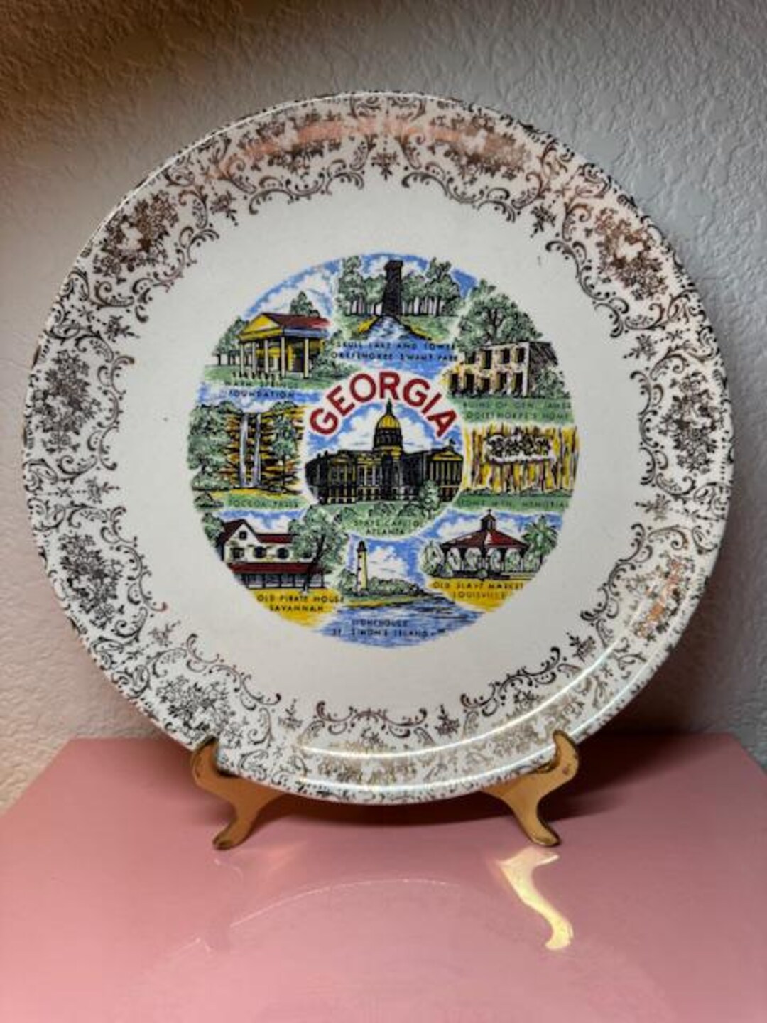 Vintage Georgia Souvenir Plate - Etsy