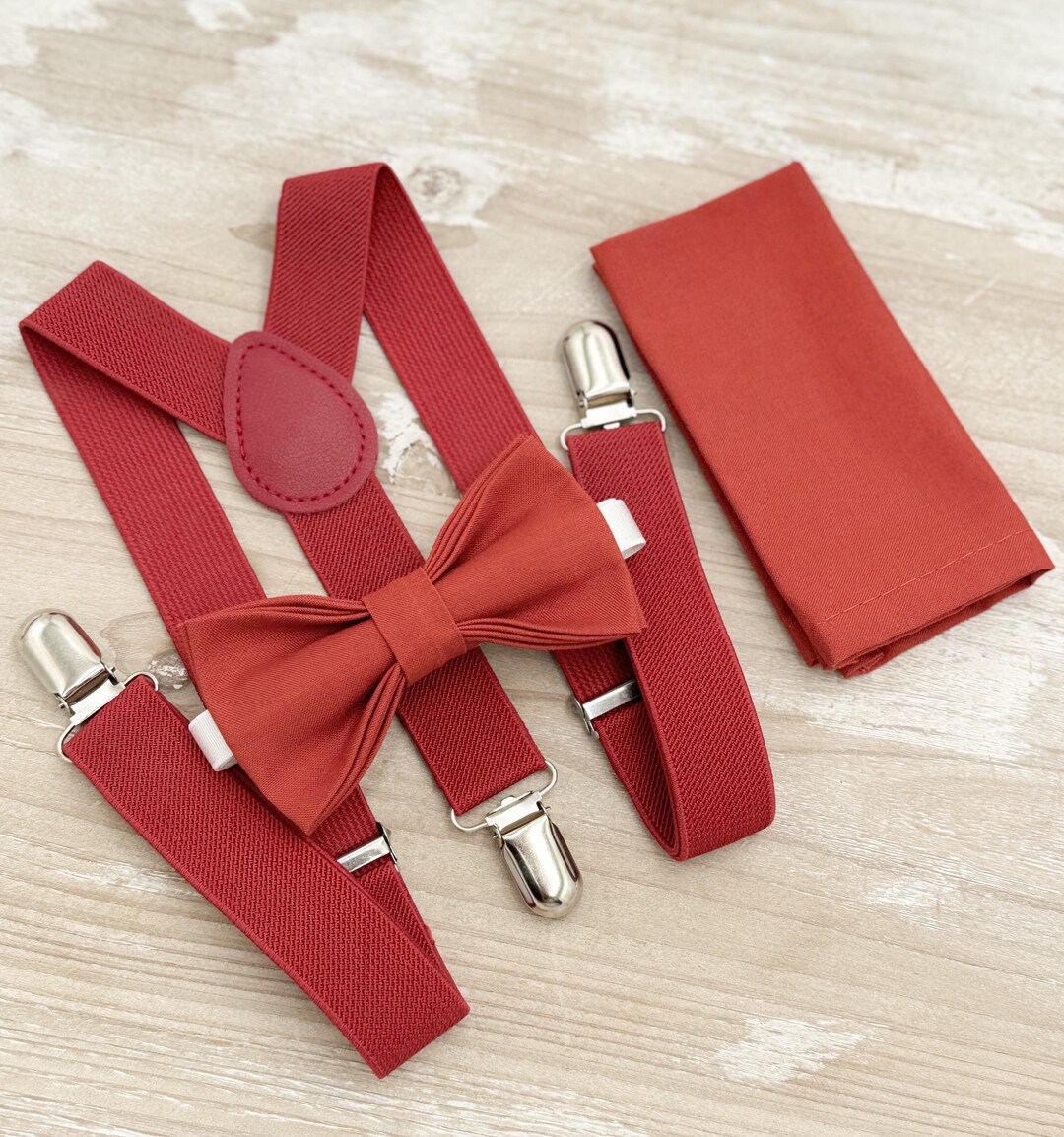 Terracotta Bow Tie & Suspenders Set - Ring Bearer and Groomsman Outfit ...