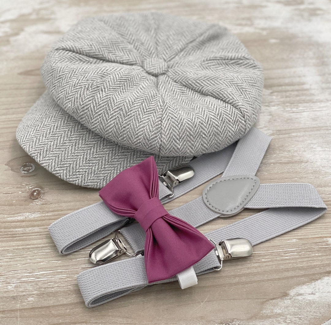 Light Gray Tweed Newsboy Cap , Applejack Ivy Flat Hat , Chianti Bow Tie ...