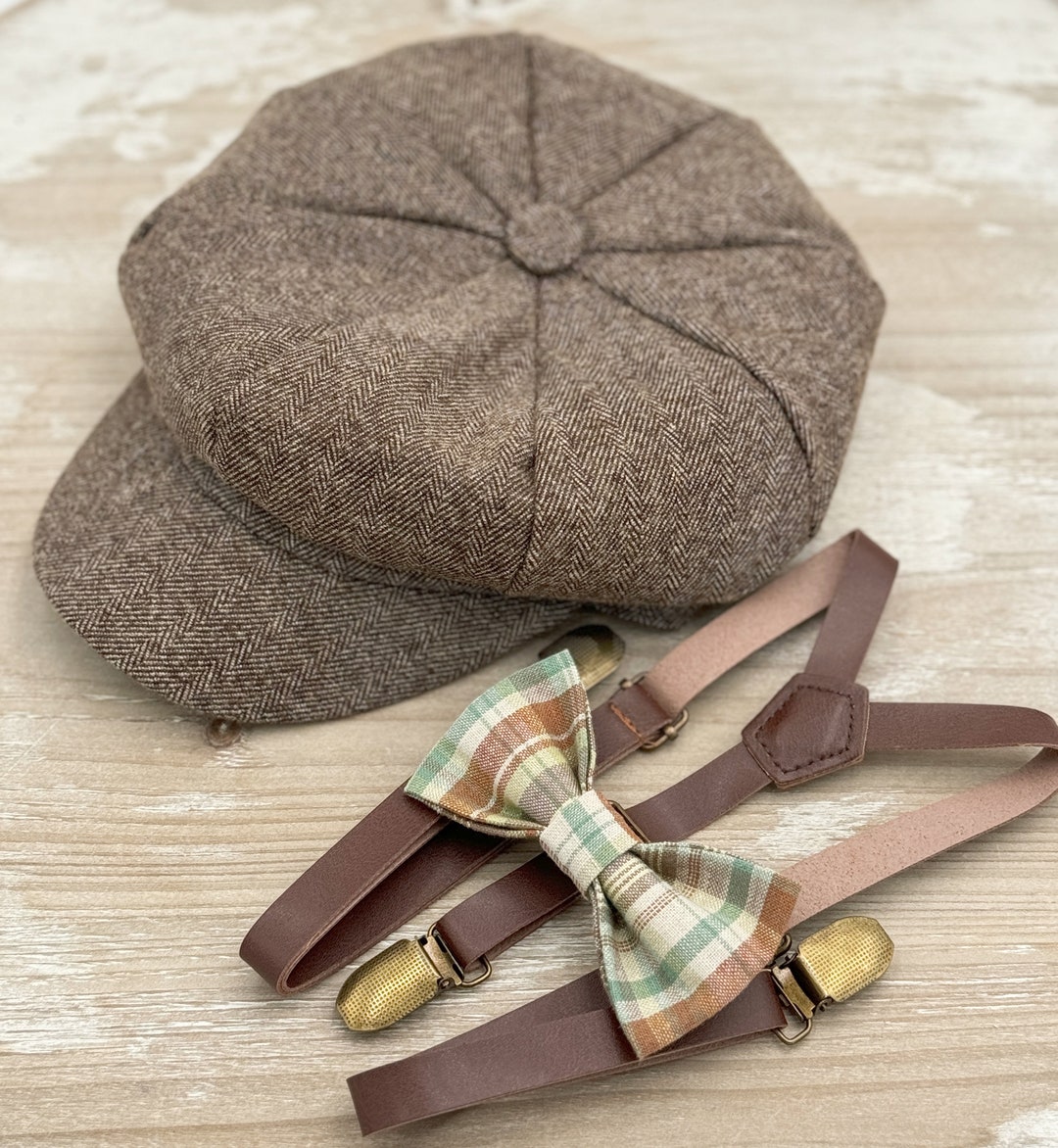 Tweed Newsboy Cap Boys Mens Flat Applejack Hat Linen Plaid - Etsy