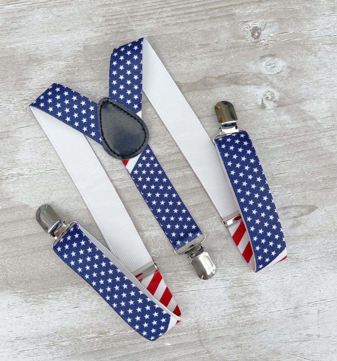 Flag Suspenders, Patriotic Gift, USA Braces, Navy Blue Red Suspenders ...