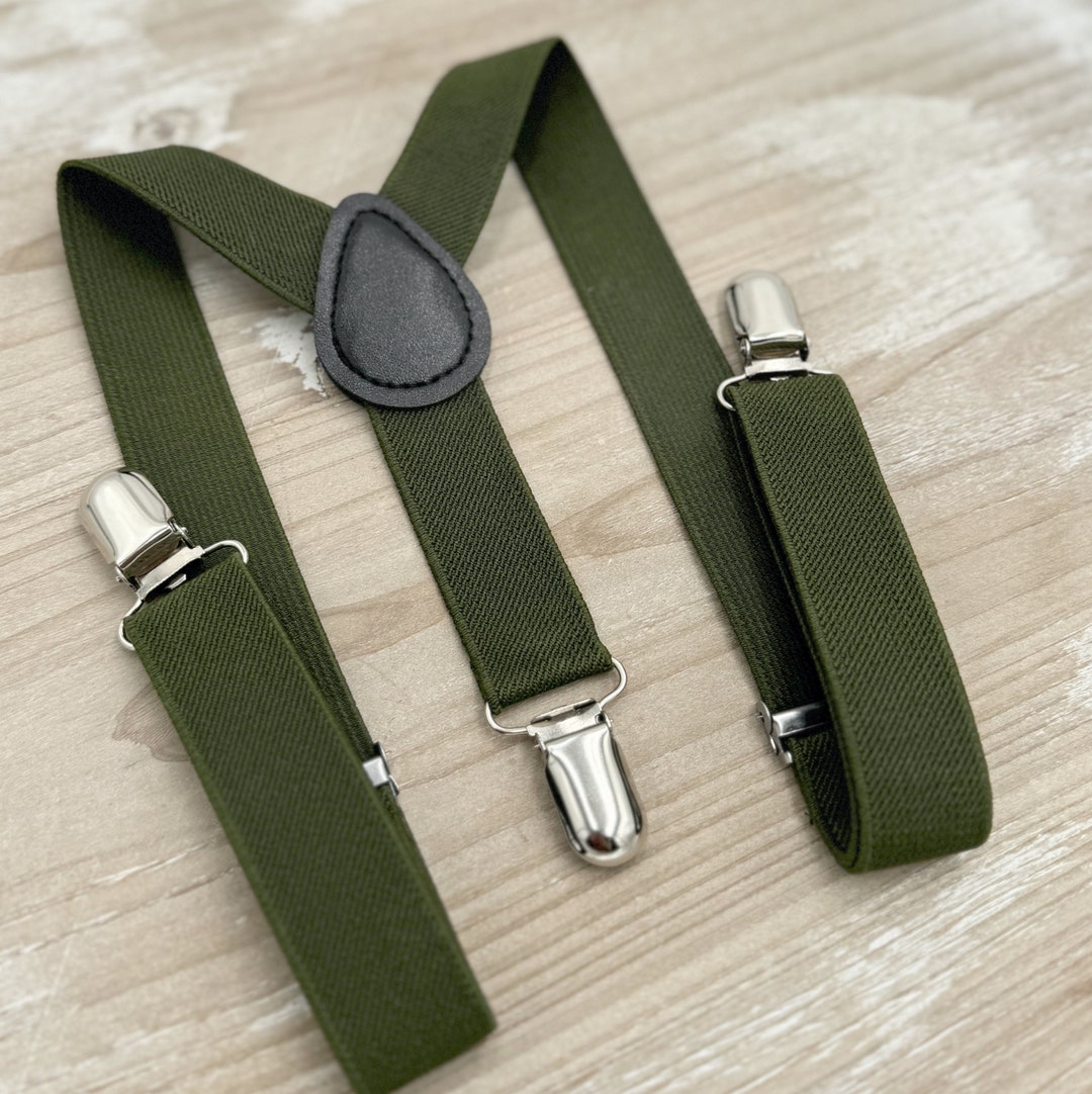 Olive Suspenders, Groomsmen Gift, Green Ring Bearer Braces, Boho Rustic ...