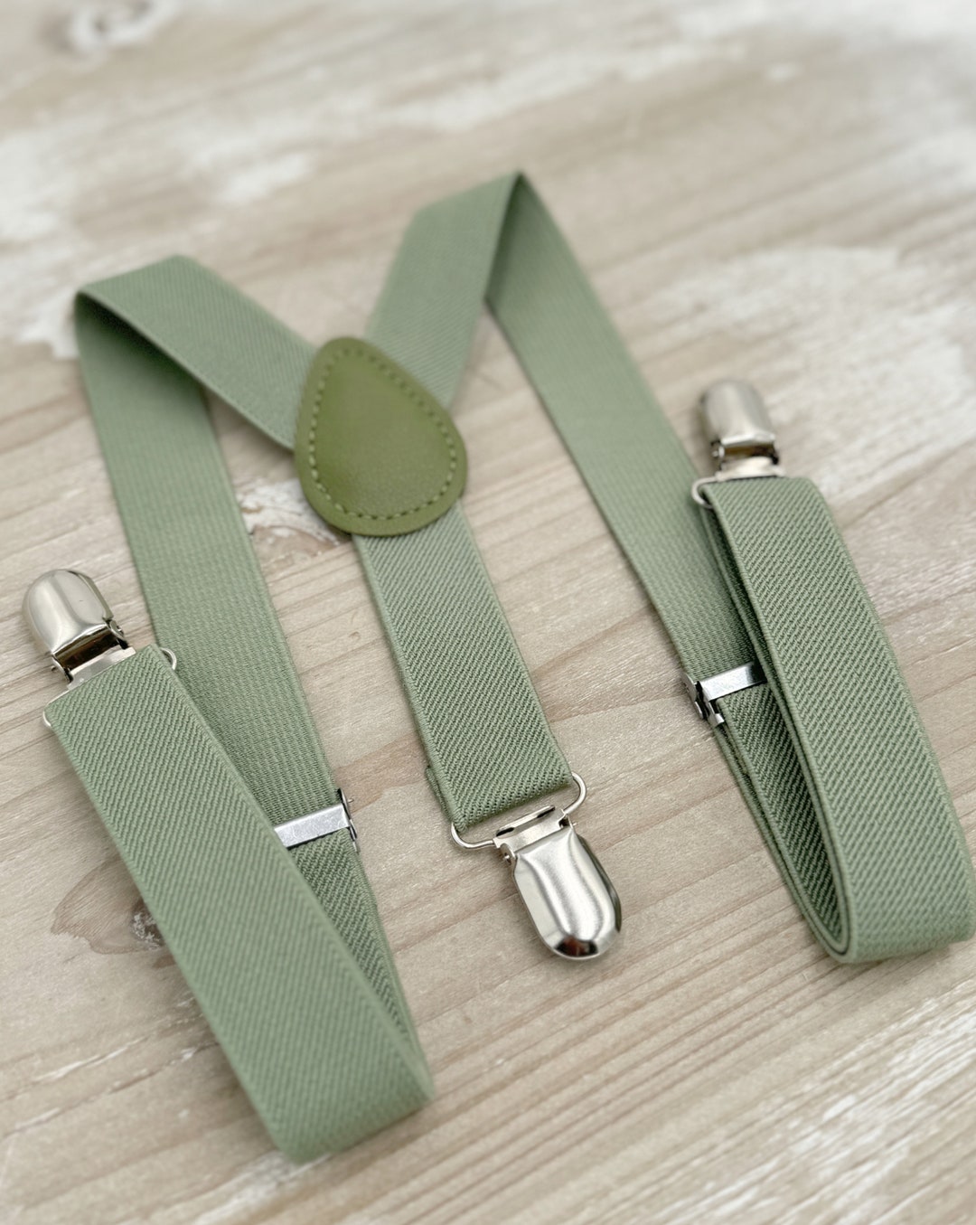 Moss Suspenders Groomsmen Gift Green Ring Bearer Braces Boho Rustic ...