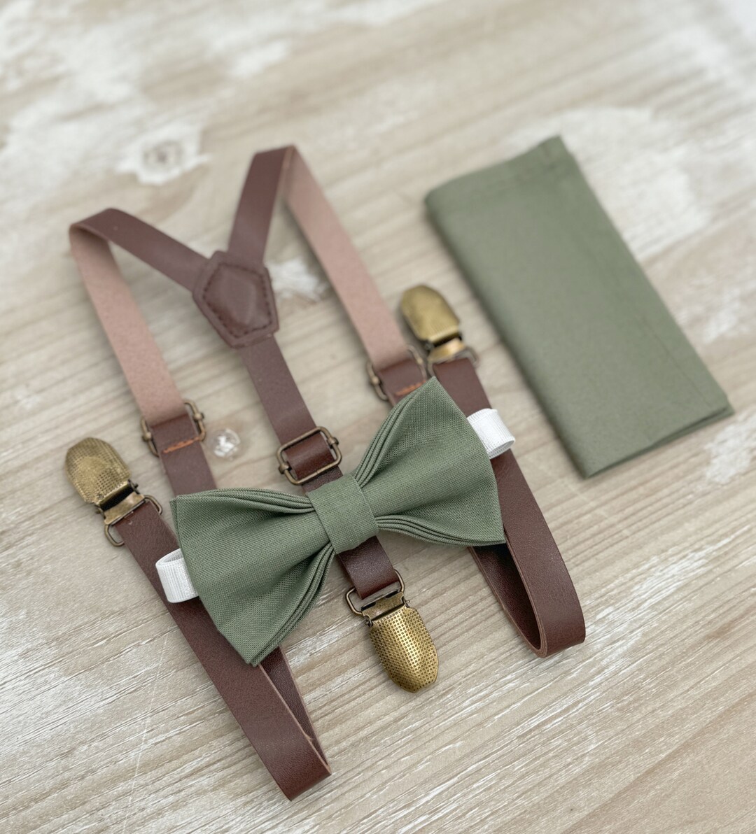 Moss Bow Tie and Suspenders – All Sizes for Men and Boys, Skinny ...