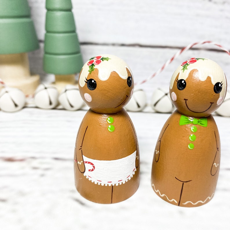Christmas Gingerbread, Wooden Peg Doll Decoration. Cake Toppers - Etsy