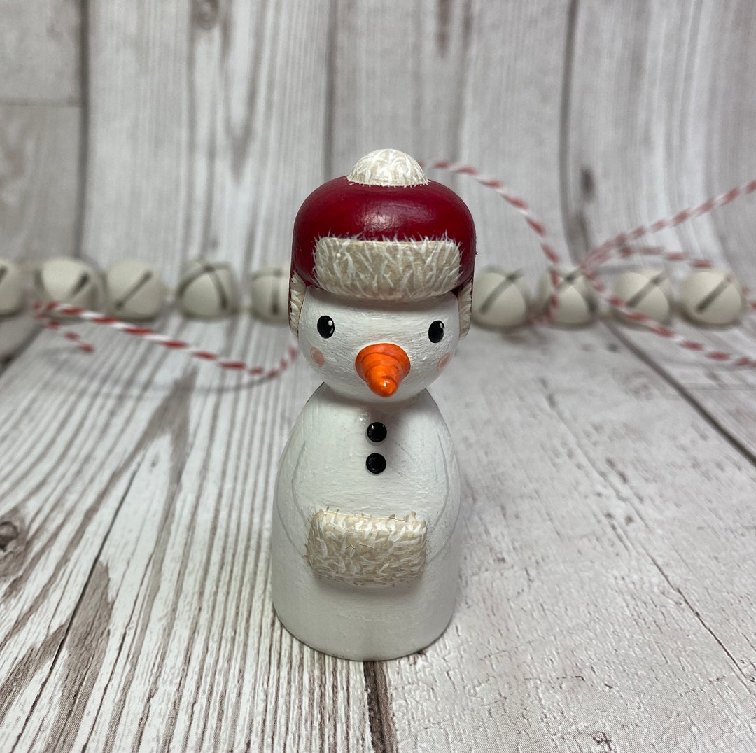 Christmas Peg Doll. Wooden Snowman Decoration - Etsy