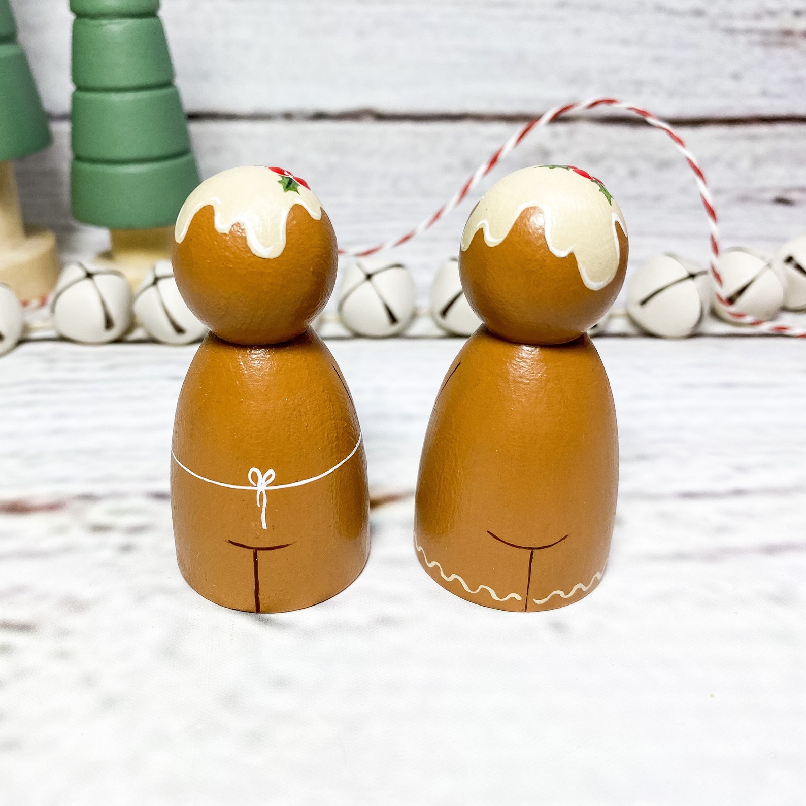 Christmas Gingerbread, Wooden Peg Doll Decoration. Cake Toppers - Etsy