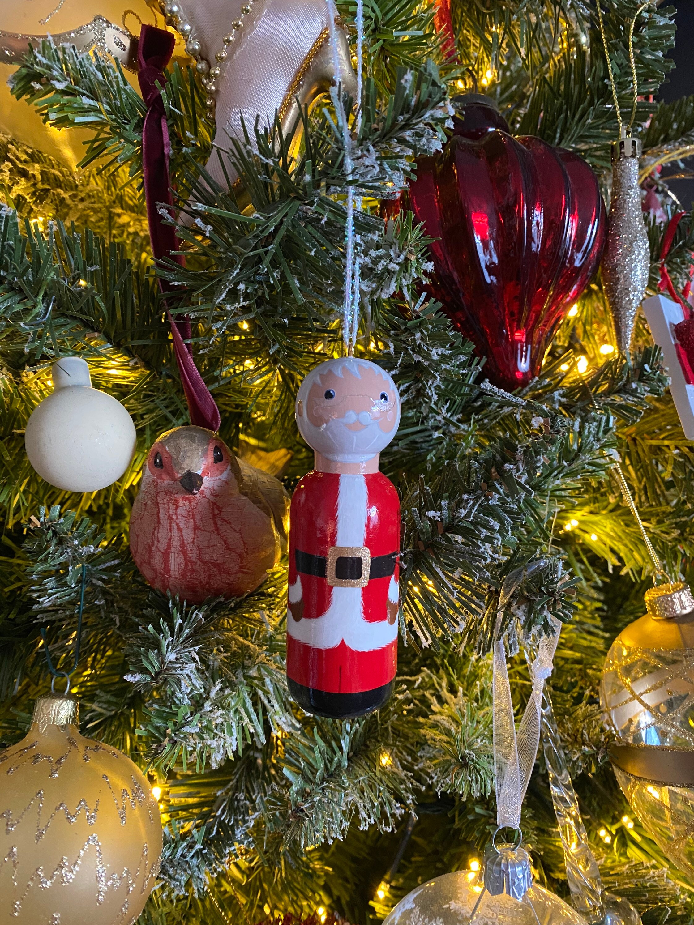 Mr & Mrs Santa Claus Wooden Peg Doll Hand Painted Christmas | Etsy