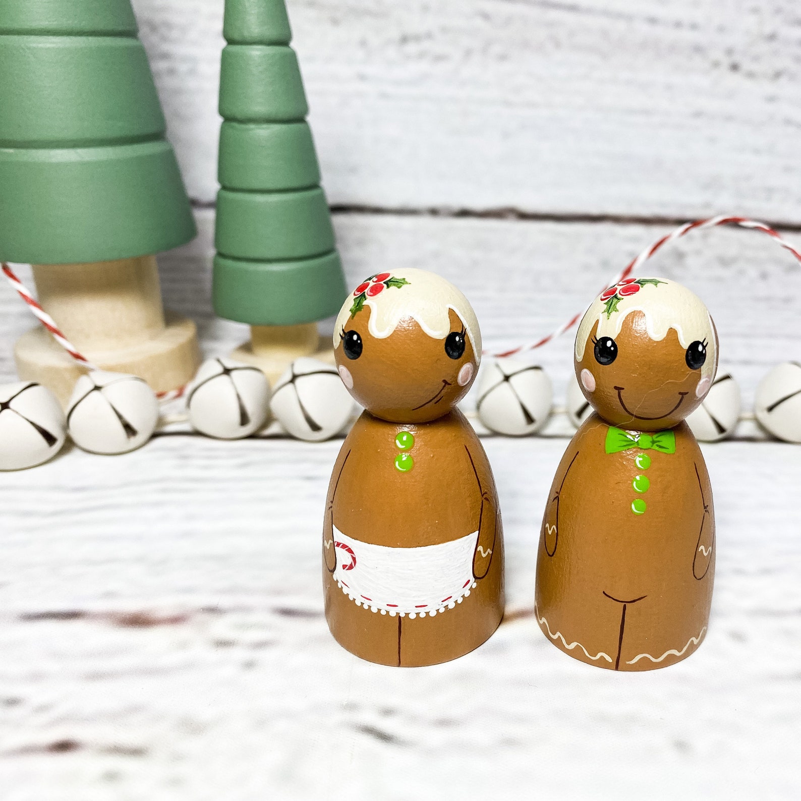 Christmas Gingerbread, Wooden Peg Doll Decoration. Cake Toppers - Etsy