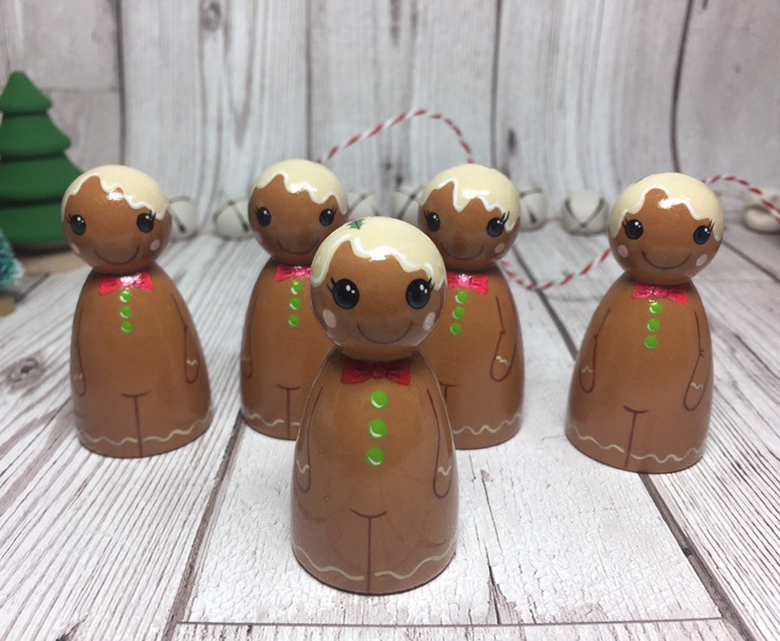 Christmas gingerbread wooden peg doll decoration. Cake | Etsy