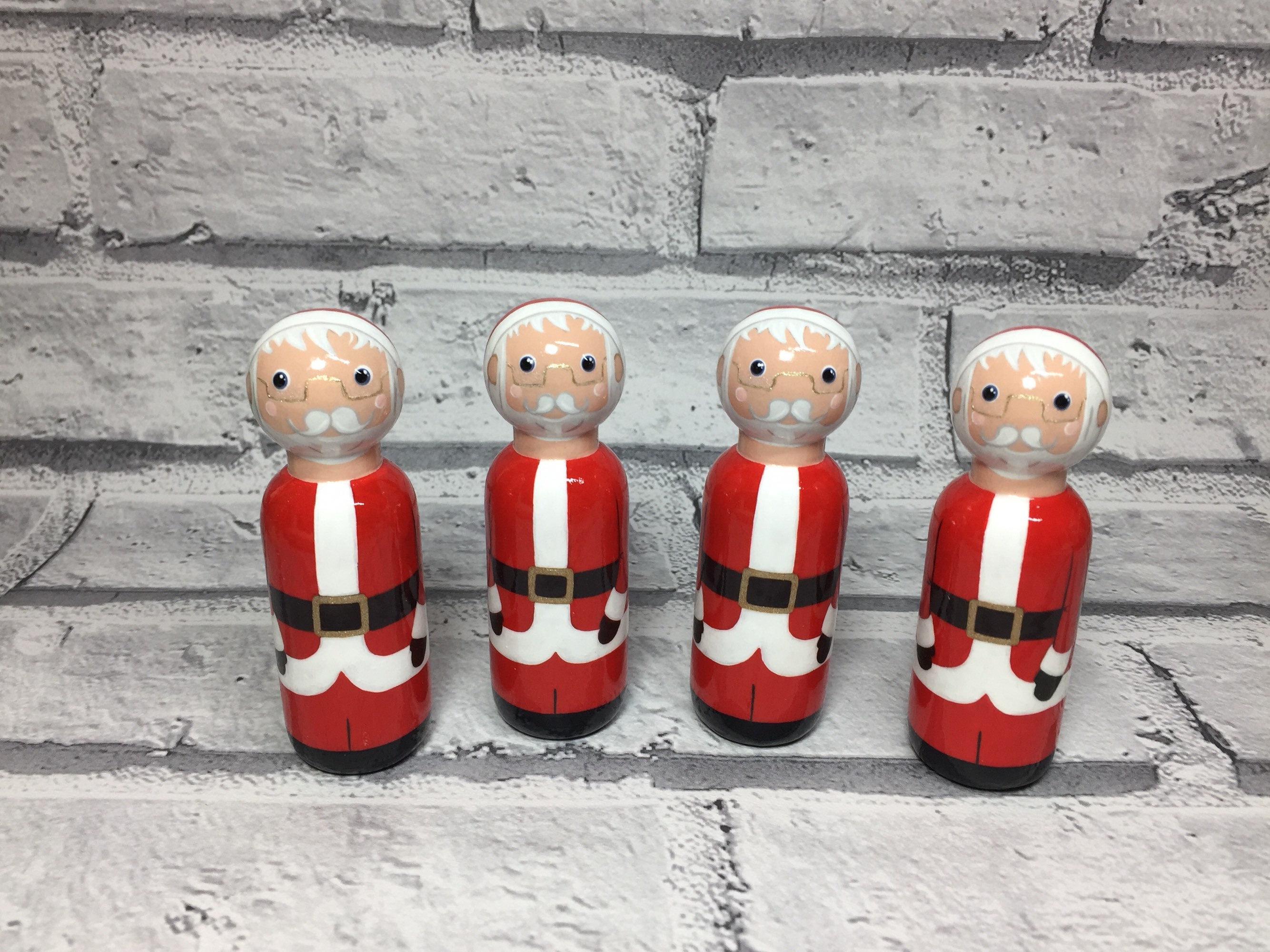Mr & Mrs Santa Claus wooden peg doll hand painted Christmas | Etsy
