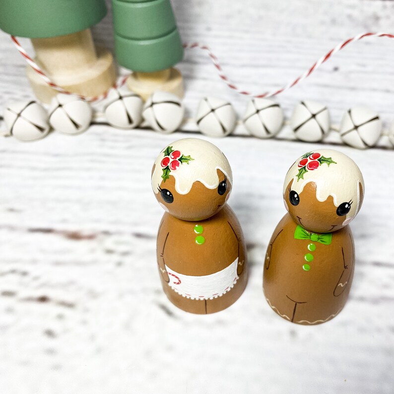 Christmas Gingerbread, Wooden Peg Doll Decoration. Cake Toppers - Etsy