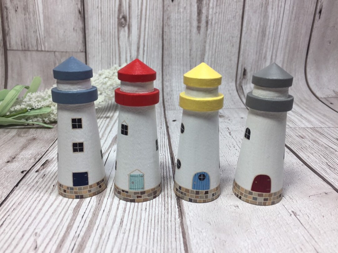 Little Wooden Lighthouse. Mini Hand Painted Gift. Miniature - Etsy