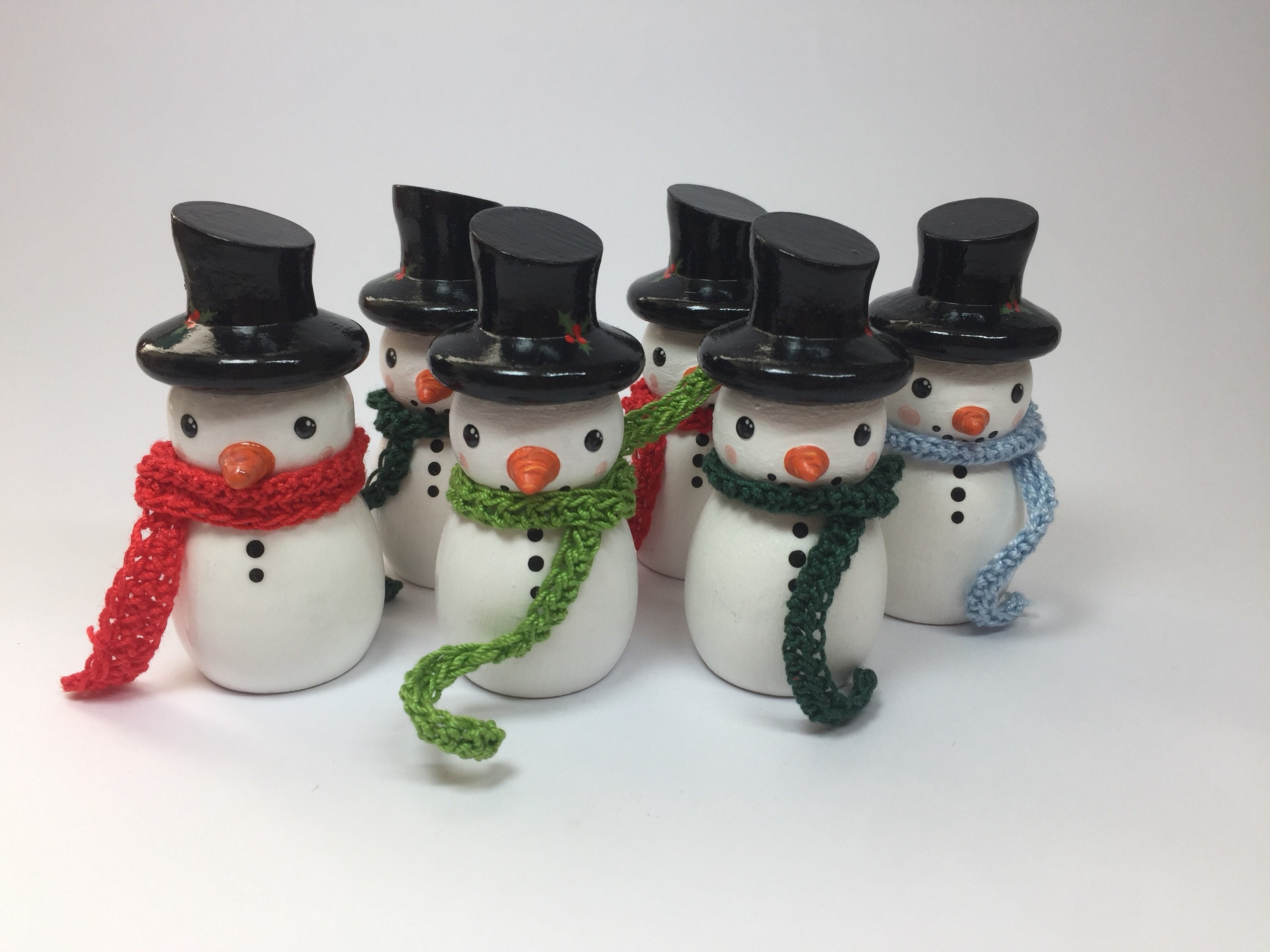 Christmas Snowman Wooden Peg Doll Decoration | Etsy