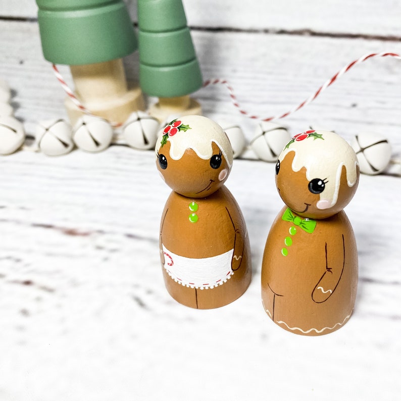 Christmas Gingerbread, Wooden Peg Doll Decoration. Cake Toppers - Etsy