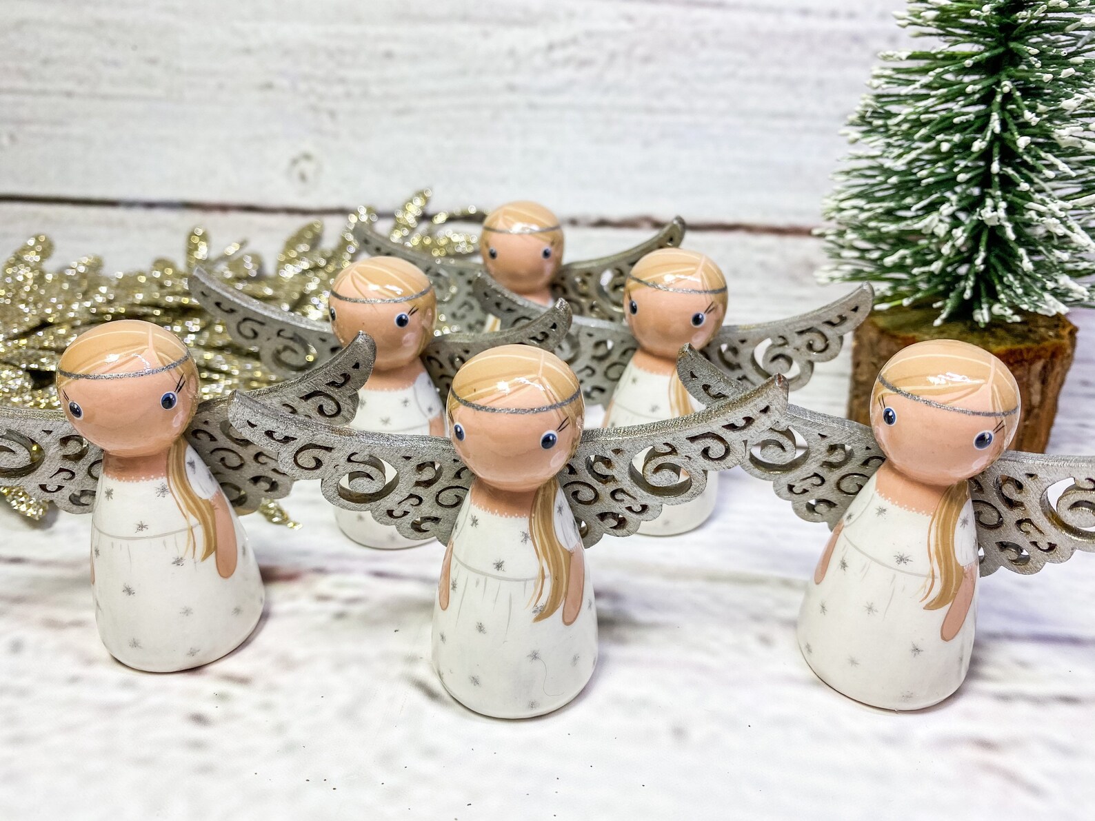 Christmas Angel Wooden Peg Doll Decoration | Etsy