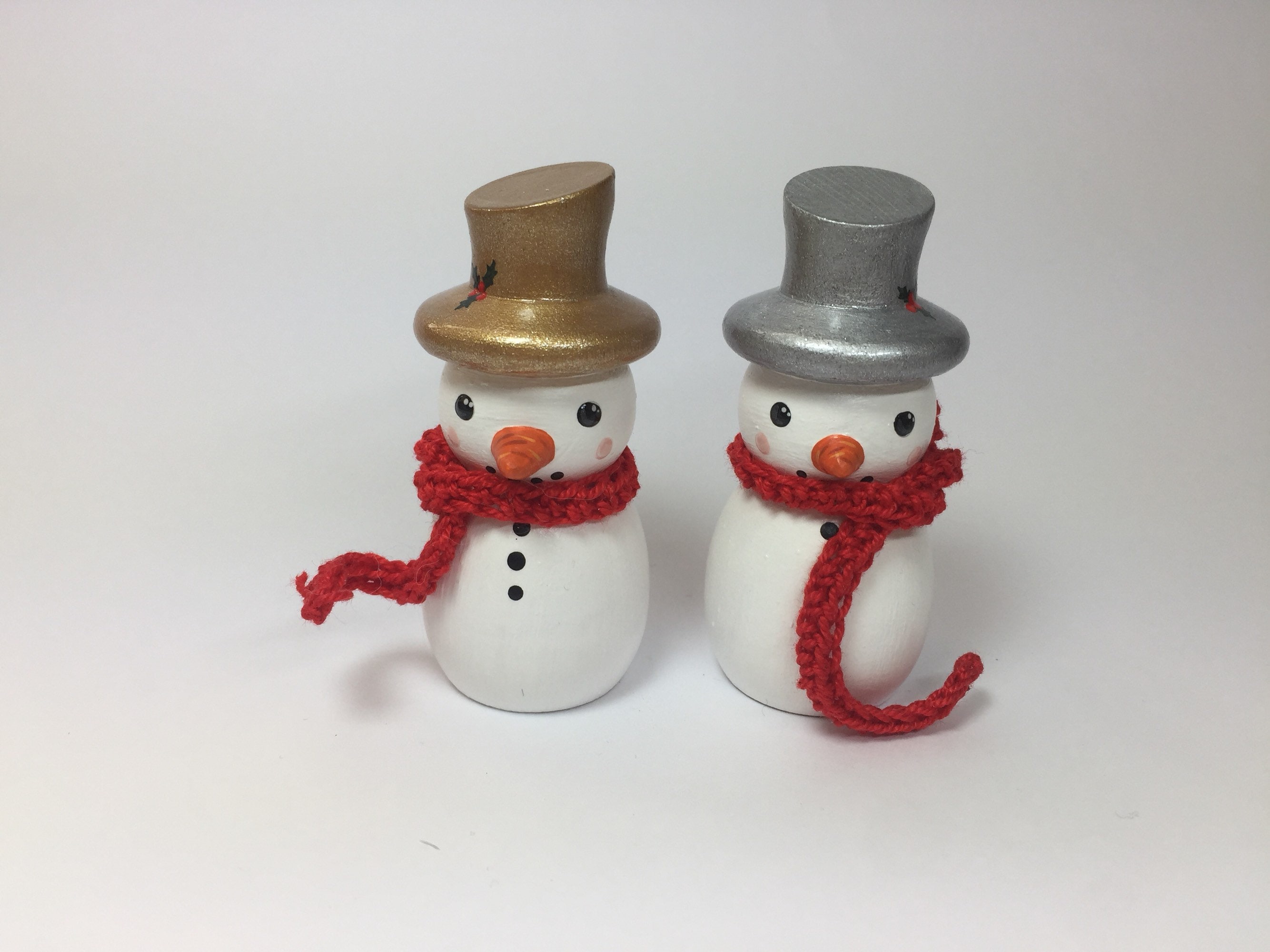 Christmas Snowman Wooden Peg Doll Decoration | Etsy
