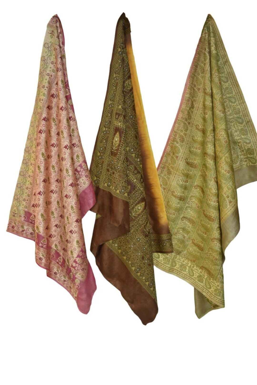 Recycled Vintage Pure Silk Sari Saree Scraps Remnants Brocade Craft ...