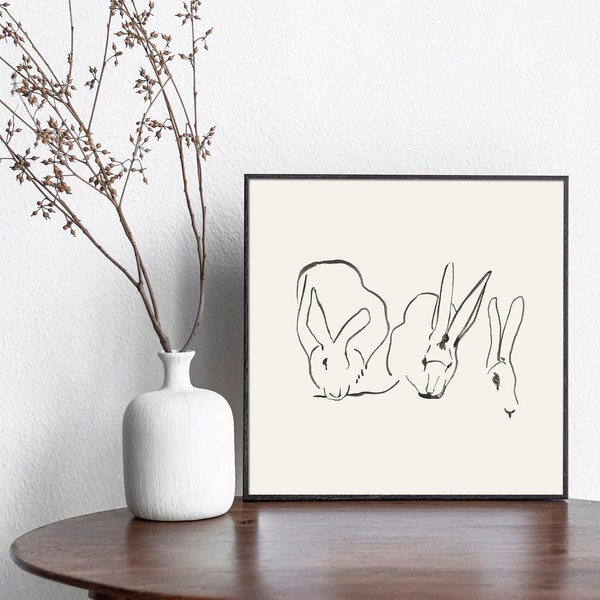 Rabbit Line Art - Etsy