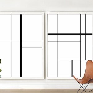 Set of 2 Prints, Line Art Print, Minimal Art, Geometric Print, Abstract ...