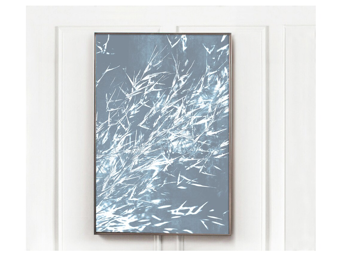Blue Wall Art Dusty Blue Print Abstract Art Botanical Art | Etsy
