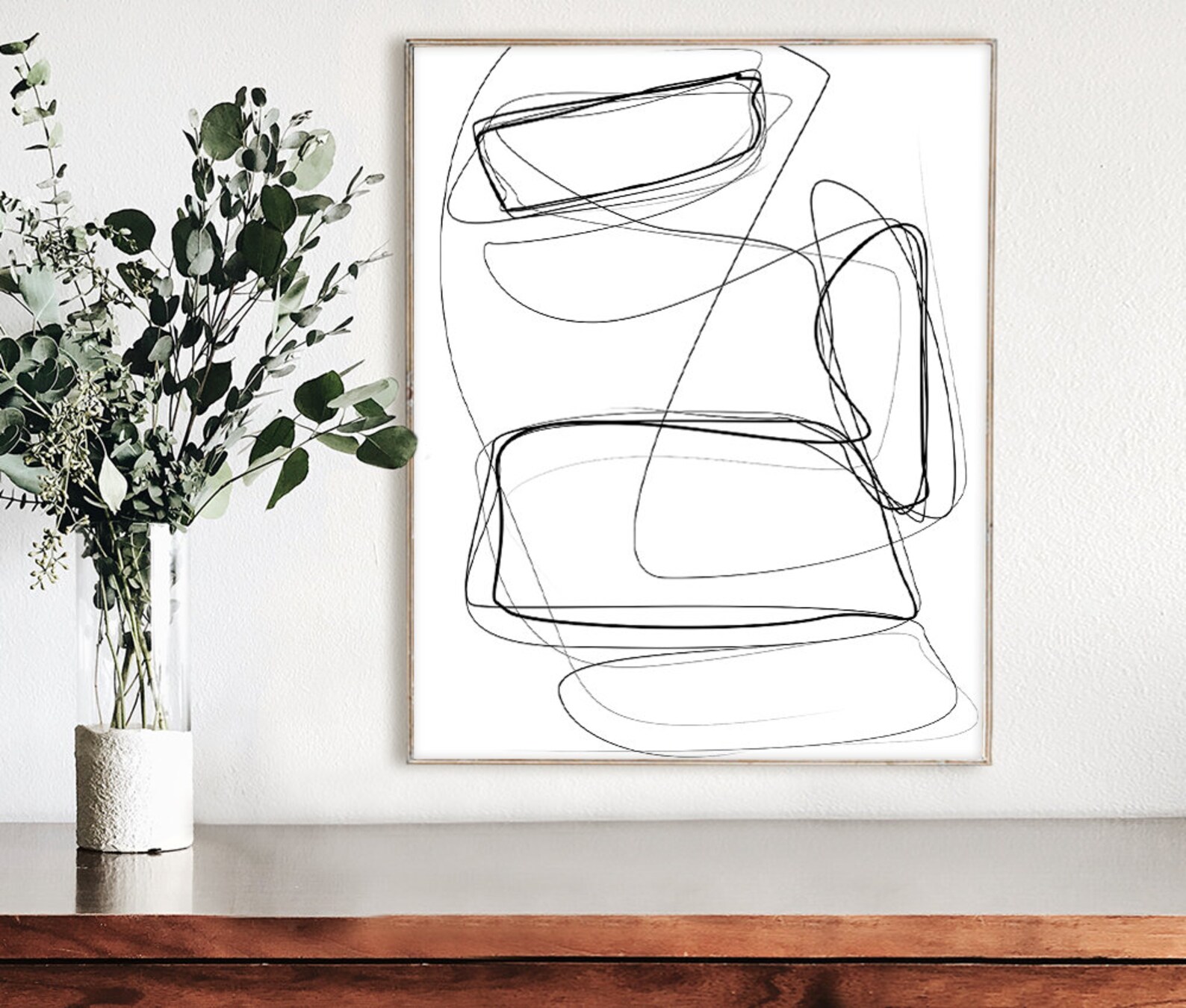 One Line Drawing Minimalist Large Geometric Art Abstract Art - Etsy