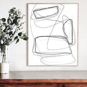 One Line Drawing Minimalist, Large Geometric Art, Abstract Art Prints ...