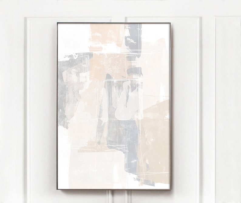 Abstract Art Neutral Color Painting Pastel Home Decor Large | Etsy