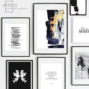 Thin Narrow Ink Stripes Wall Art Black White Minimalist | Etsy