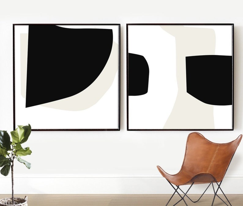 Abstract Art Set of 2 Printable Black and White Art - Etsy