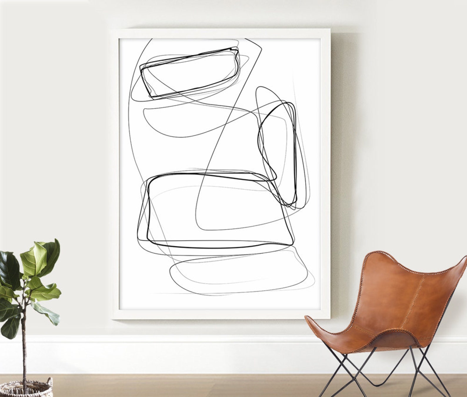 One Line Drawing Minimalist Large Geometric Art Abstract Art - Etsy