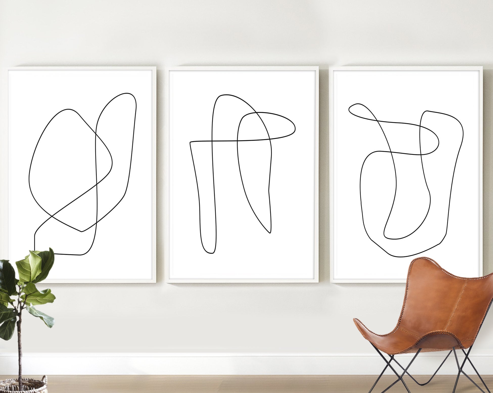 Minimalist One Line Art Print Set Of 3 Prints Abstract Line Etsy Ireland