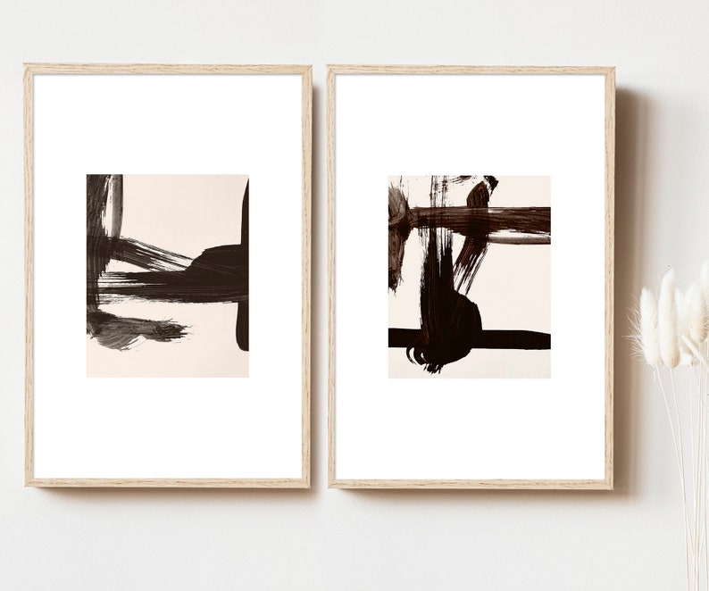 Abstract Art Print Set Black and White Prints Set of 2 - Etsy